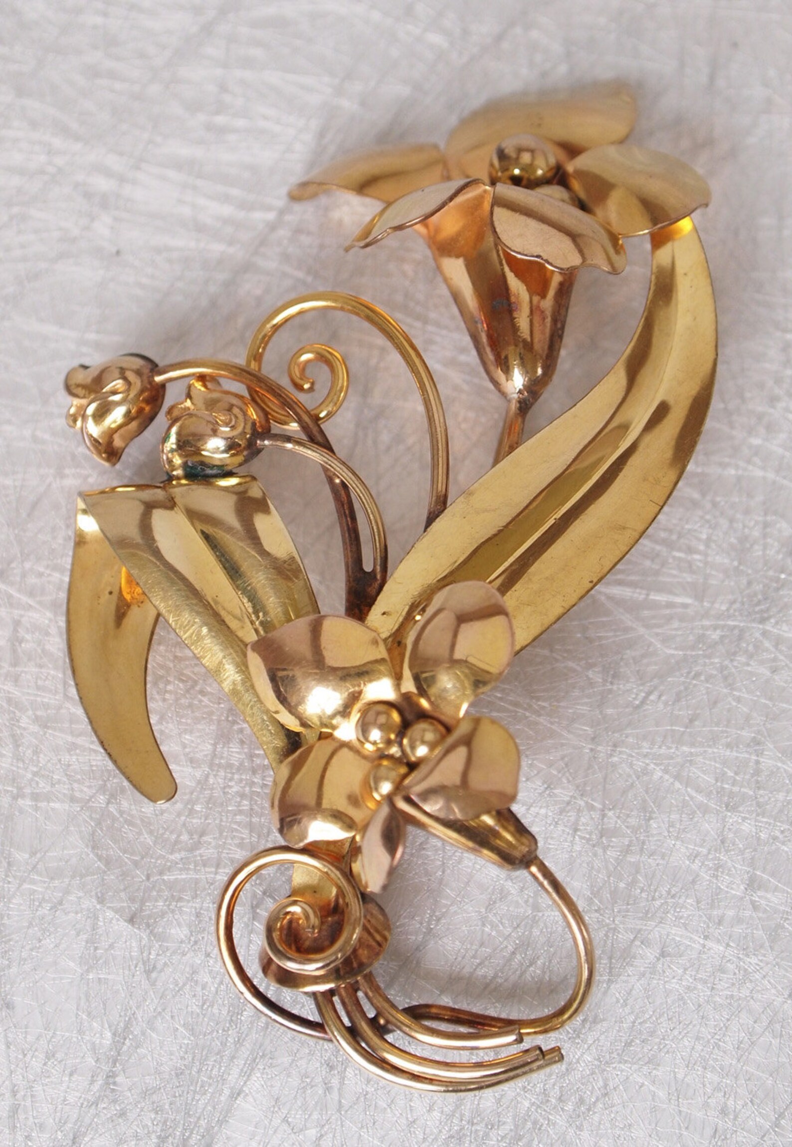 Carl Art Retro Gold on Silver Brooch Pin Lilies 1940s - Etsy