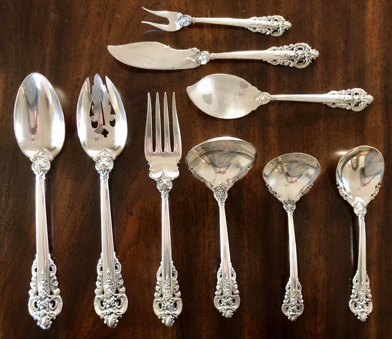 Grande Baroque Dinner Sterling Wallace Silverware Set, 124 Pieces - Etsy