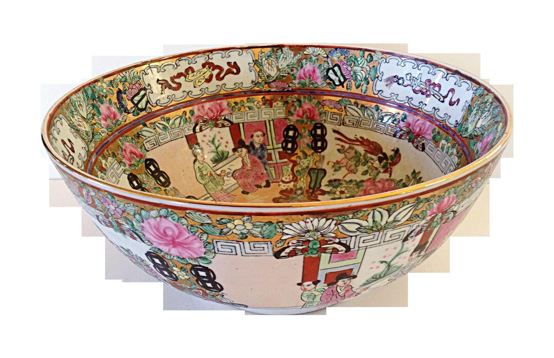 Rose Canton Antique Chinese Hand Painted Bowl - Etsy
