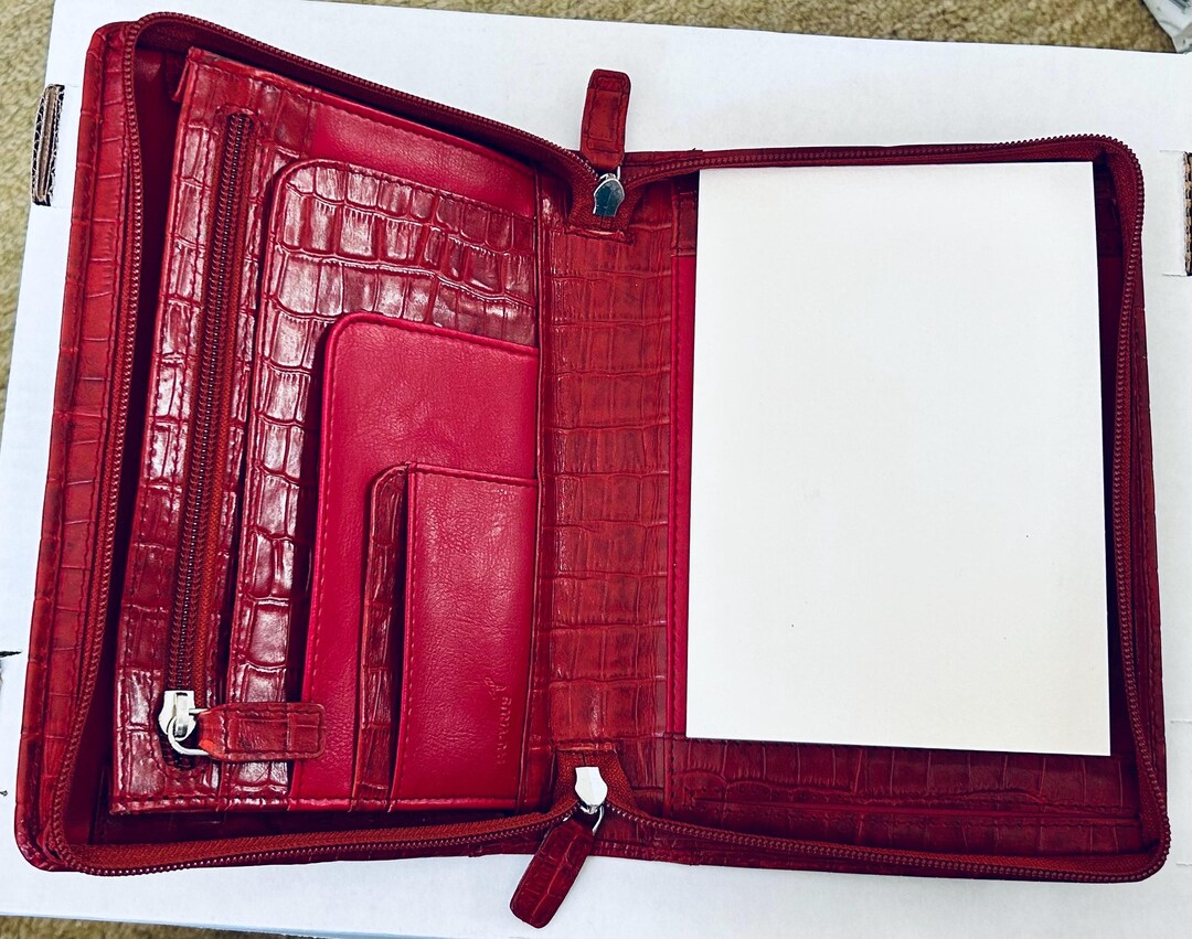 Embossed Red Leather Portfolio - Etsy