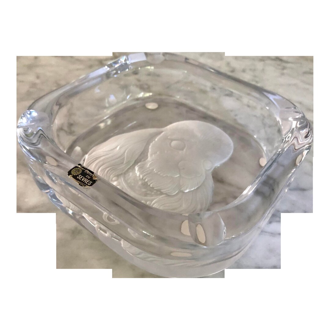 French Sevres Crystal Poodle Dog Ashtray/catchall - Etsy