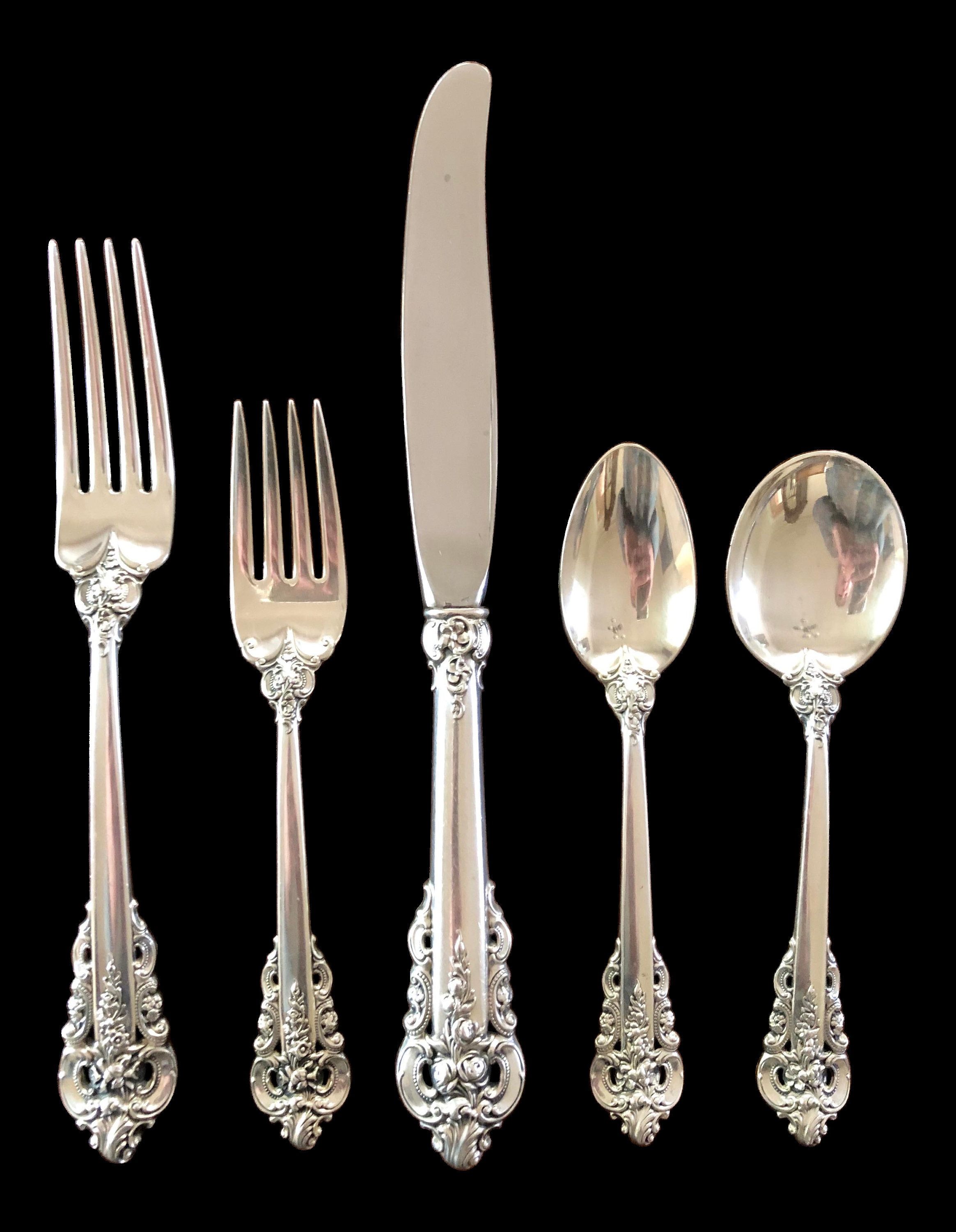 Grande Baroque Dinner Sterling Wallace Silverware Set, 124 Pieces - Etsy