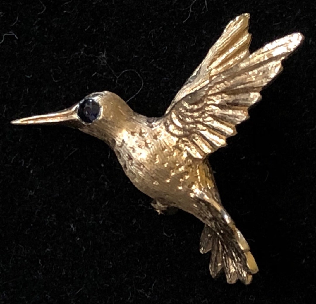 14K Gold Hummingbird Pin - Etsy
