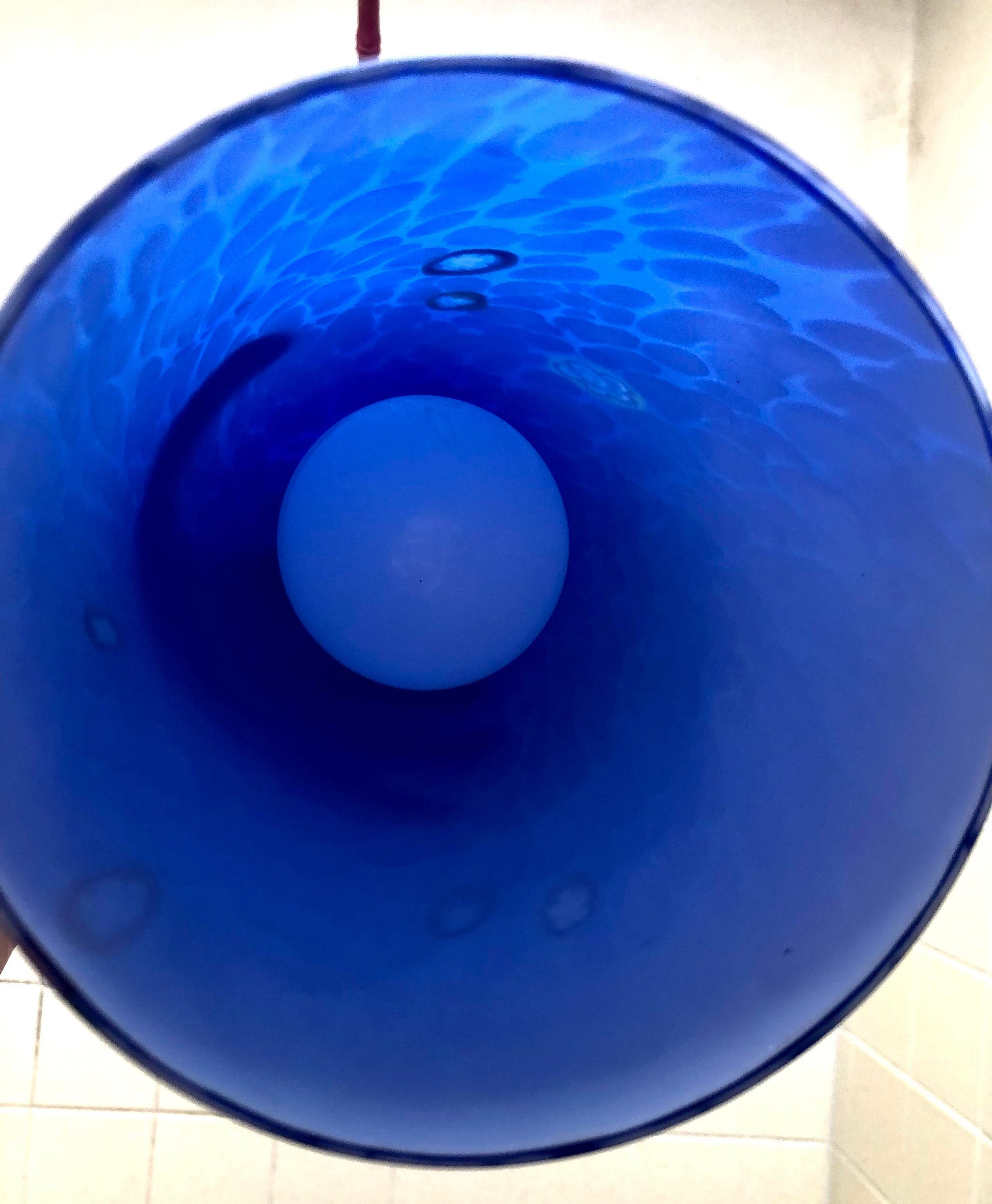Blue Hand Blown Art Glass Pendant Lamp - Etsy