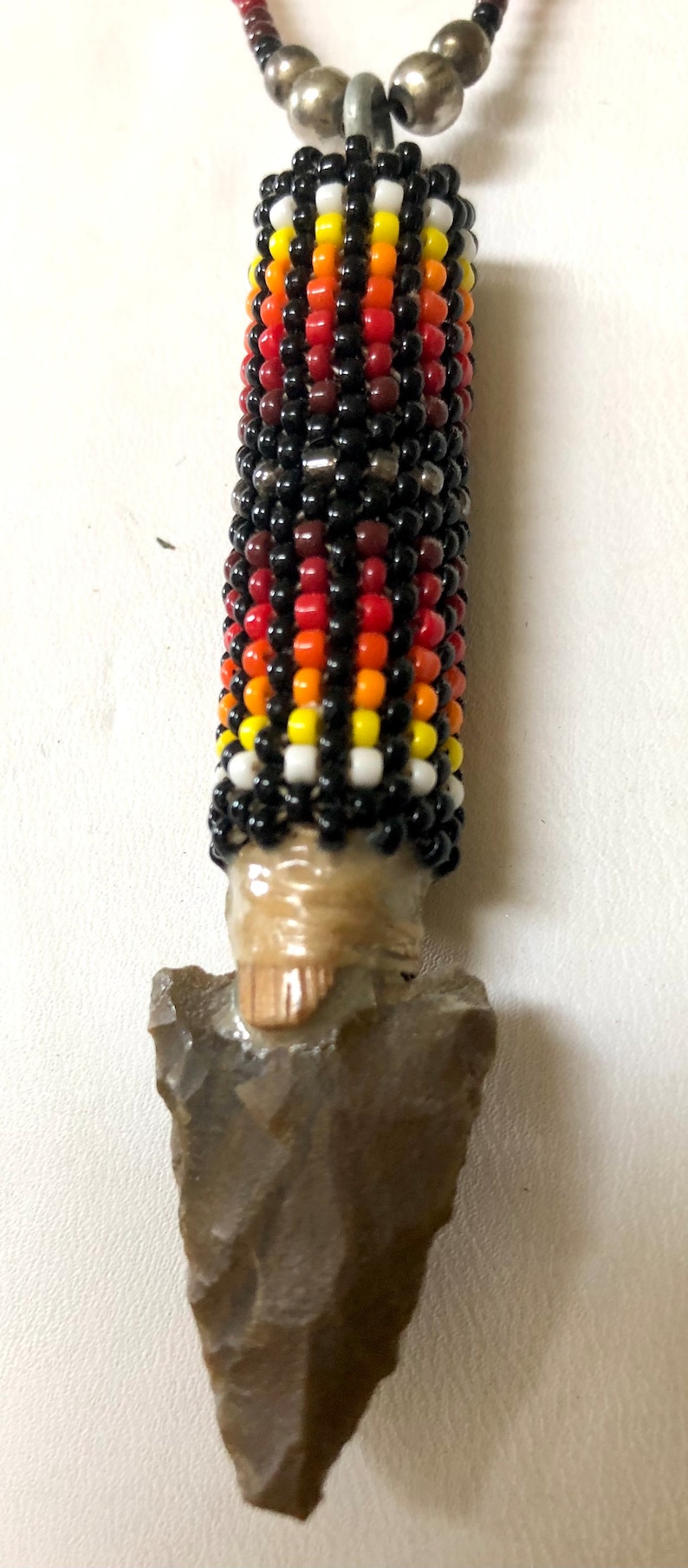 Native American Arrowhead Beaded Necklace - Etsy