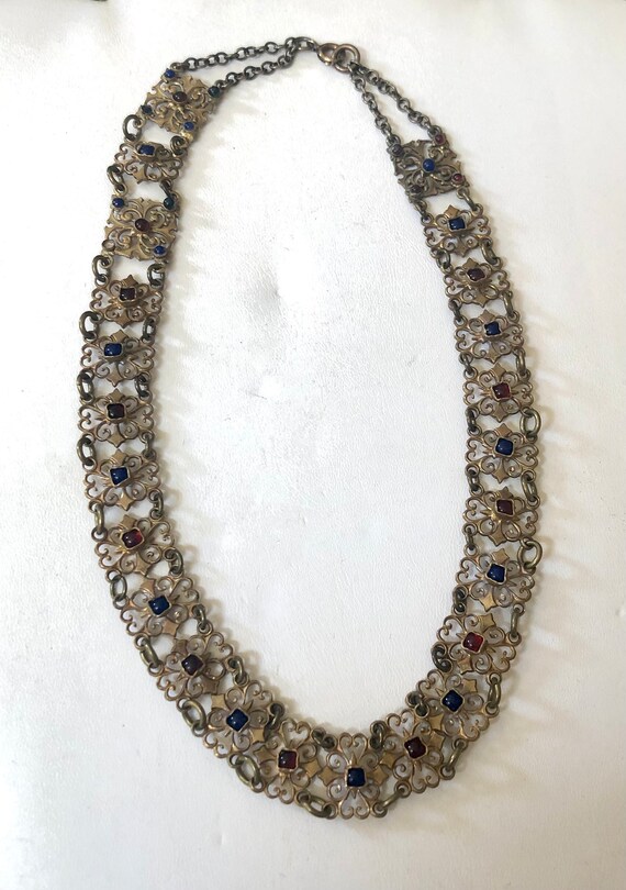 1920’s Eastern European gold filigree necklace - Gem