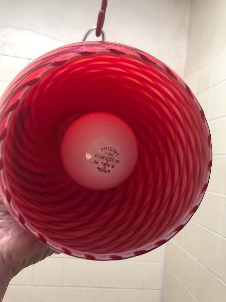 Red Hand Blown Art Glass Pendant Lamp - Etsy