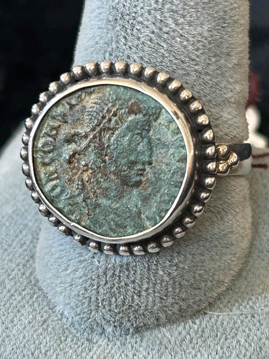 Ancient Constantine Coin Ring: Sterling Silver Beaded Setting, Size 8 ...