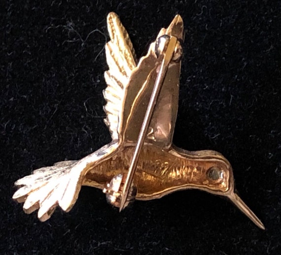 14K gold hummingbird pin - Gem
