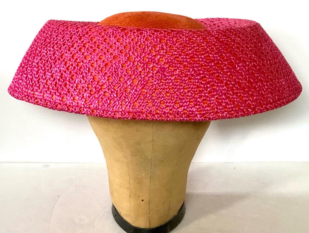 Pink and Orange Straw Hat - Etsy