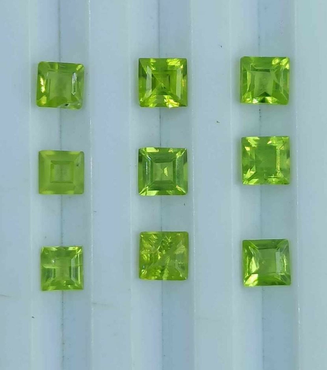 10 Faceted Square Peridot Gemstones: Natural Arizona Green Jewels - Etsy