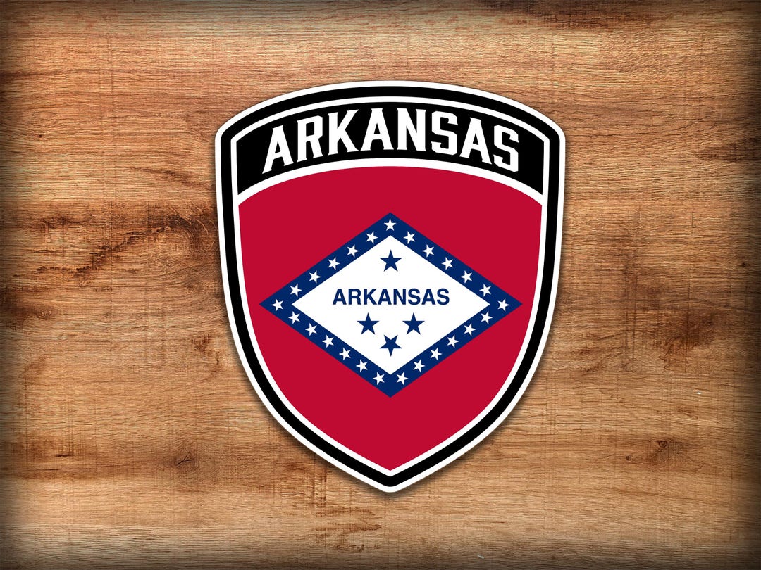 Arkansas Shield Sticker Flag Emblem Shape Word Art Printed Vinyl Decal ...