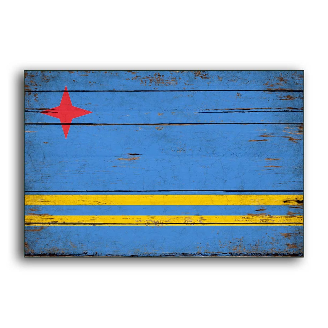 Aruba Flag Wood Caribbean Flags Rustic Flags Wooden Handmade Sign Decor ...