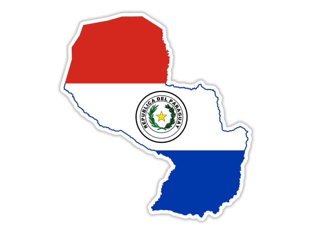 Paraguay Sticker Flag Shape Word Art Coat of Arms Printed Vinyl Decal ...