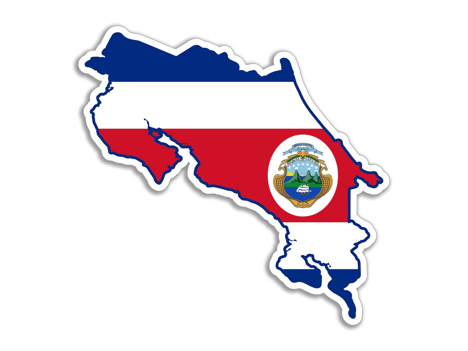 Costa Rica Sticker Flag Shape Word Art Printed Vinyl Decal Decals Costa ...
