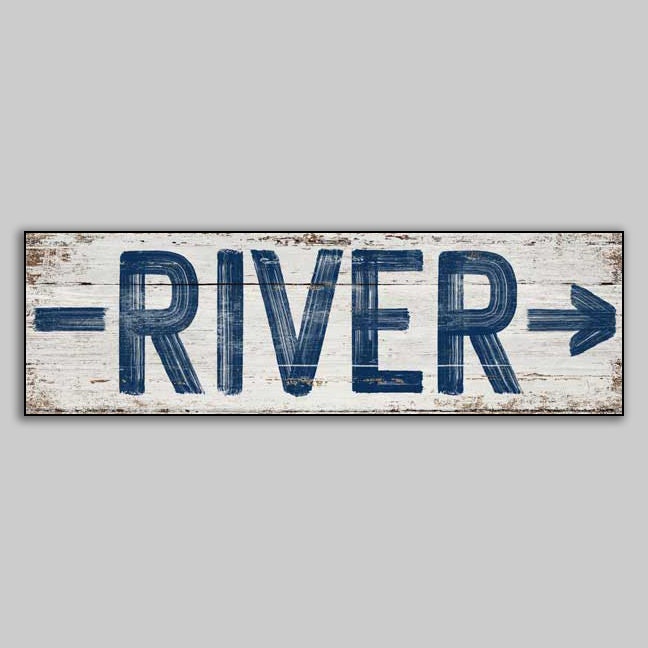 River Arrow Rustic Canvas Mounted Sign, Distressed Wood Print Decor - Etsy