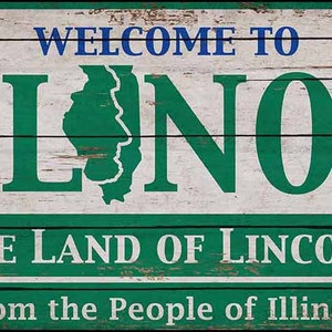 Illinois Welcome Sign Wood Sign Signage Wooden Highway Signs Home Wall ...
