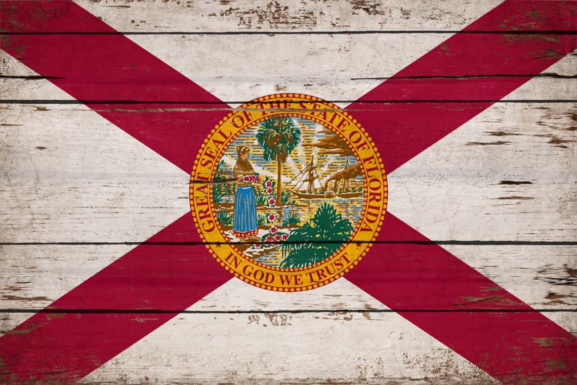 Florida Wood Flag Flags Rustic Flags Wooden Sign Miami Orlando Sunshine ...