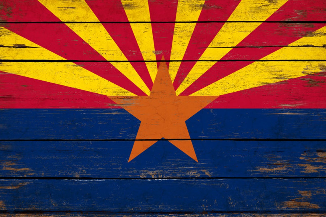 Arizona Wood Flag Flags Rustic Flags the Copper State Phoenix Wooden ...