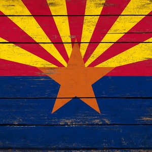 Arizona Wood Flag Flags Rustic Flags the Copper State Phoenix Wooden ...