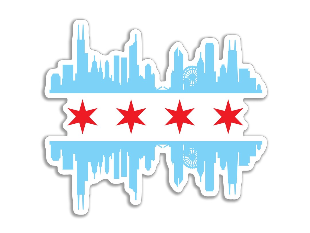 Chicago Flag Skyline Sticker Art Printed Vinyl Decal Decals Stickers ...