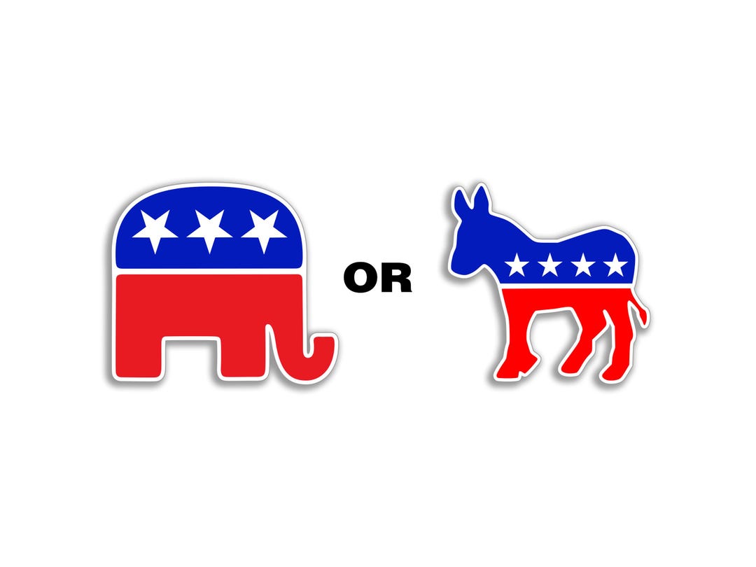 Republican or Democrat Logo Sticker YOUR CHOICE Shape Word Art Printed ...