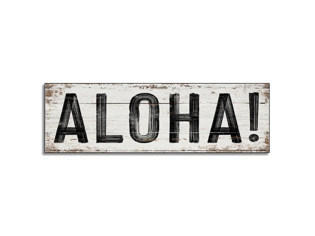 Aloha! Wooden Canvas Mounted Sign Wood Wooden Print Decor Wall Decor ...