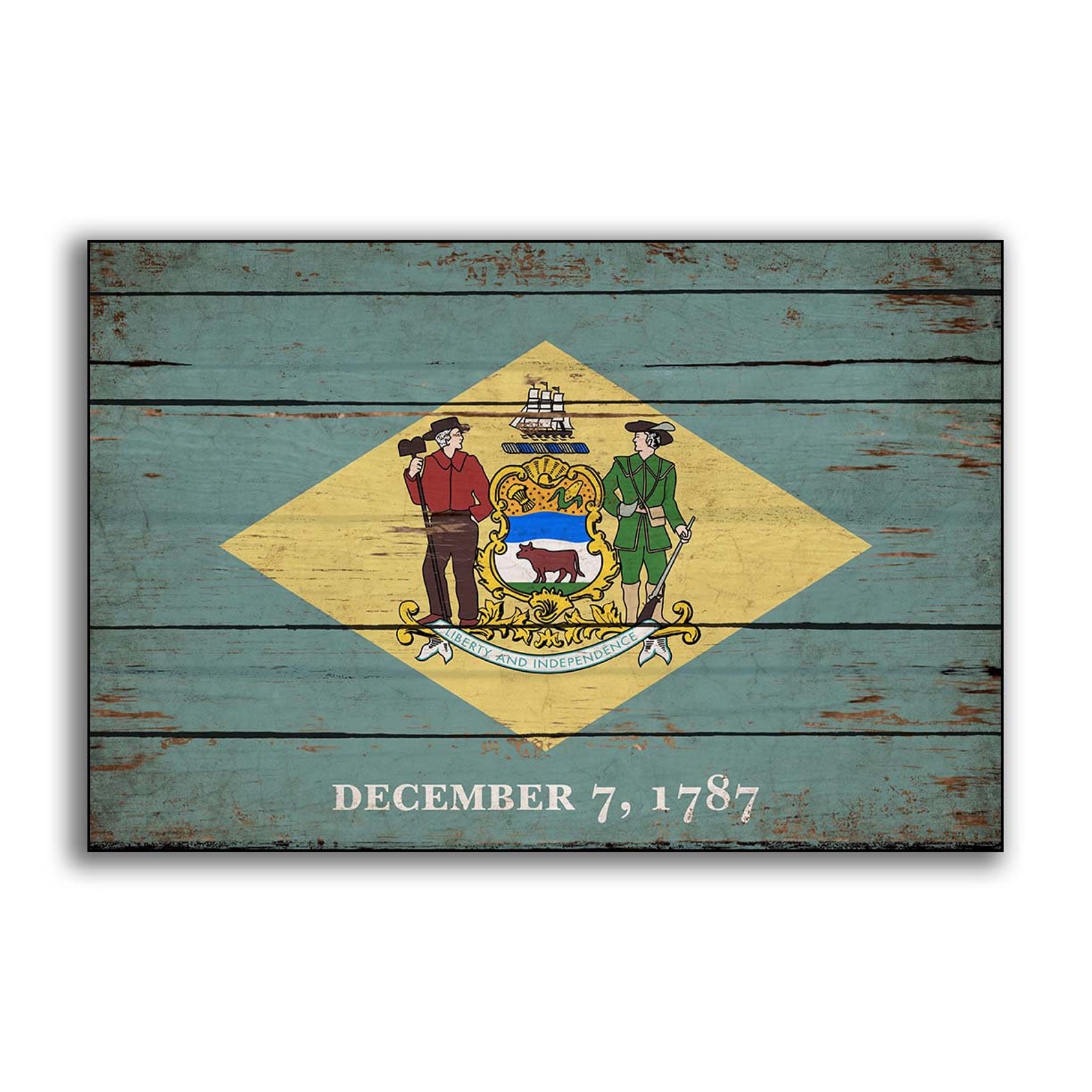Delaware Wood Flag Flags Rustic Flags Wooden Handmade Sign - Etsy
