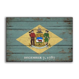 Delaware Wood Flag Flags Rustic Flags Wooden Handmade Sign Decor Sign ...