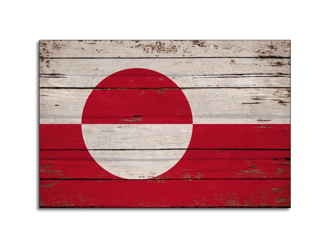 Greenland Flag Canvas on Wood Sign Flags Wooden Home Wall Decor Print ...