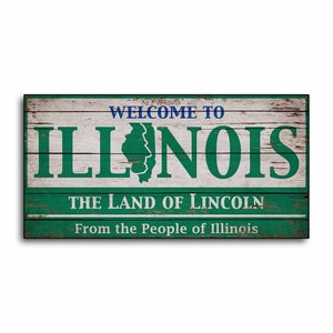 Illinois Welcome Sign Wood Sign Signage Wooden Highway Signs Home Wall ...