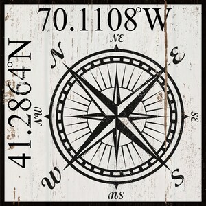 Compass Wood Sign States Print Wooden Compass Rose Plaque Handmade ...