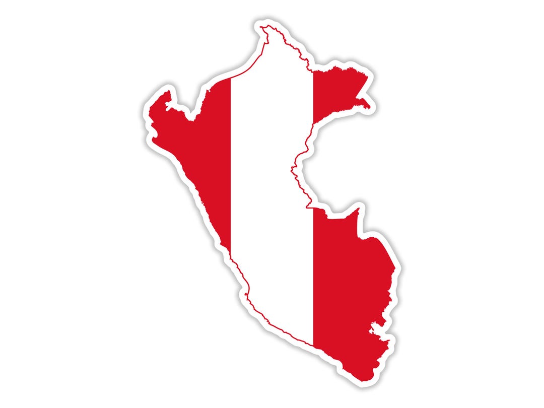 Peru Sticker Flag Shape Word Art Printed Vinyl Decal Decals Peruvian ...