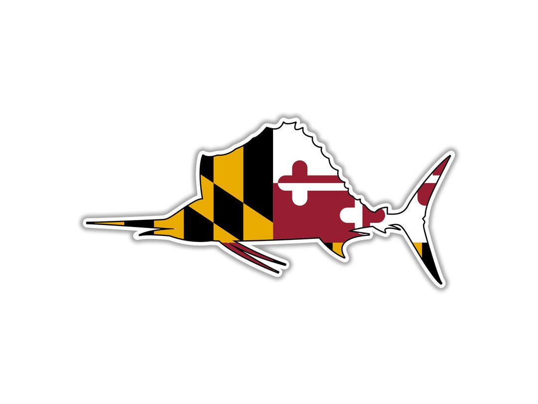 Maryland Sailfish Sticker Flag State Flag Shape Printed Vinyl Decal ...