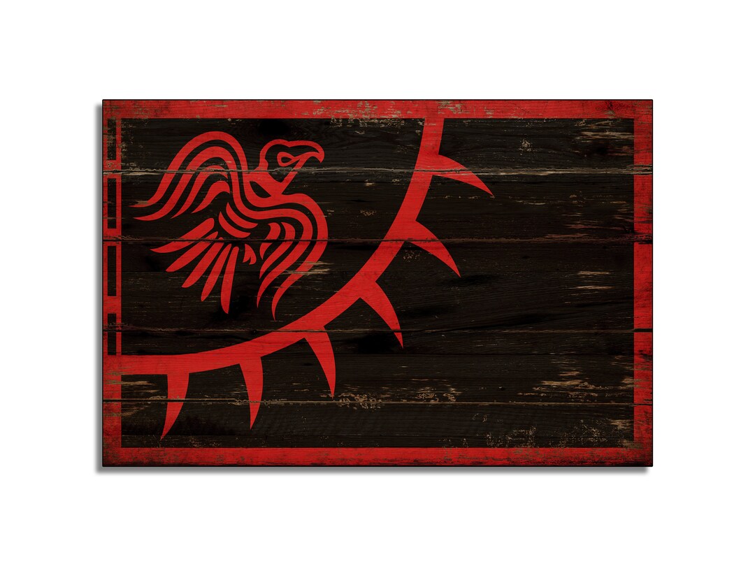 Viking Raven Flag Canvas Print on Wood Wooden Home Wall Decor Print ...