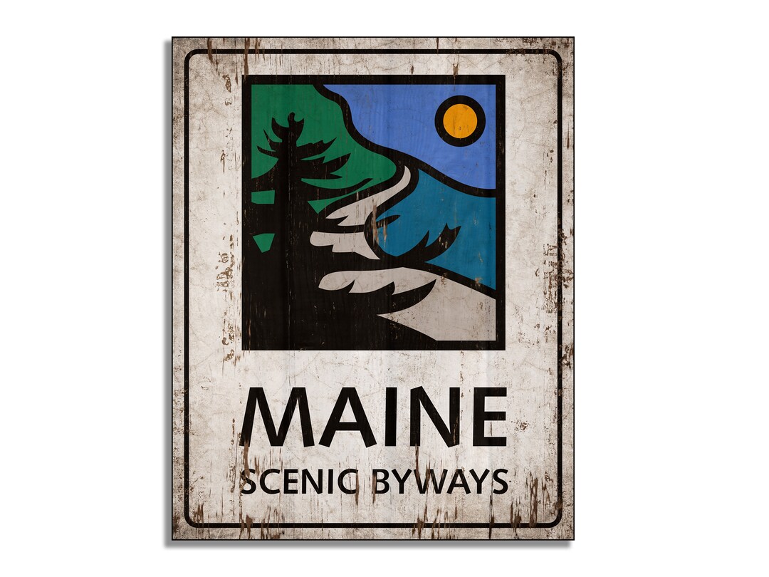 Maine Scenic Byways Sign Canvas on Wood Sign Signage Wooden State Home ...