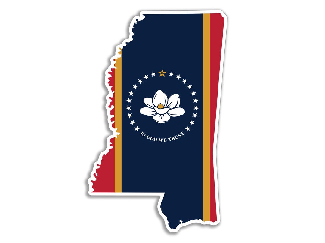 Mississippi Sticker Flag State Flag Shape Printed Vinyl Decal Decals ...