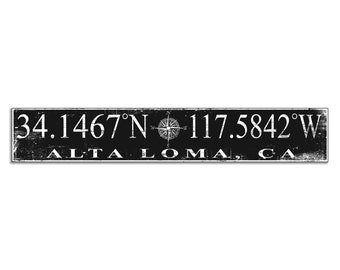 Customized Latitude Longitude Wood Coordinate Sign Nautical | Etsy