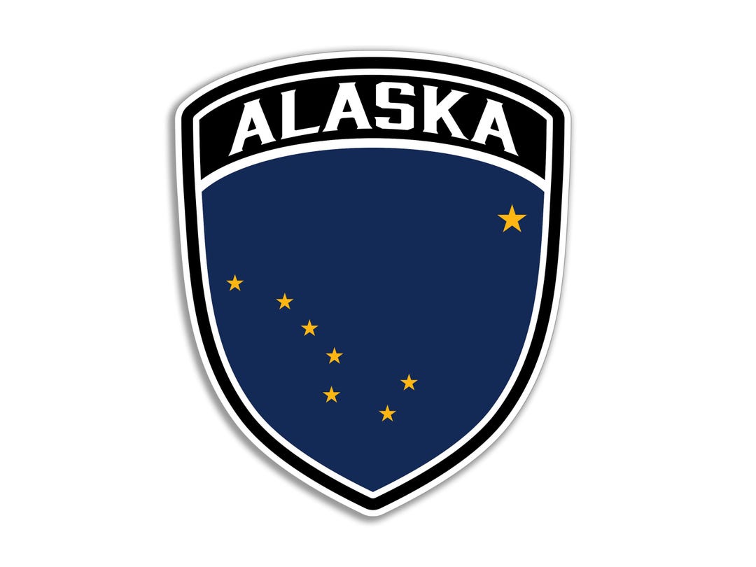 Alaska Shield Sticker Flag Emblem Shape Word Art Printed Vinyl Decal ...