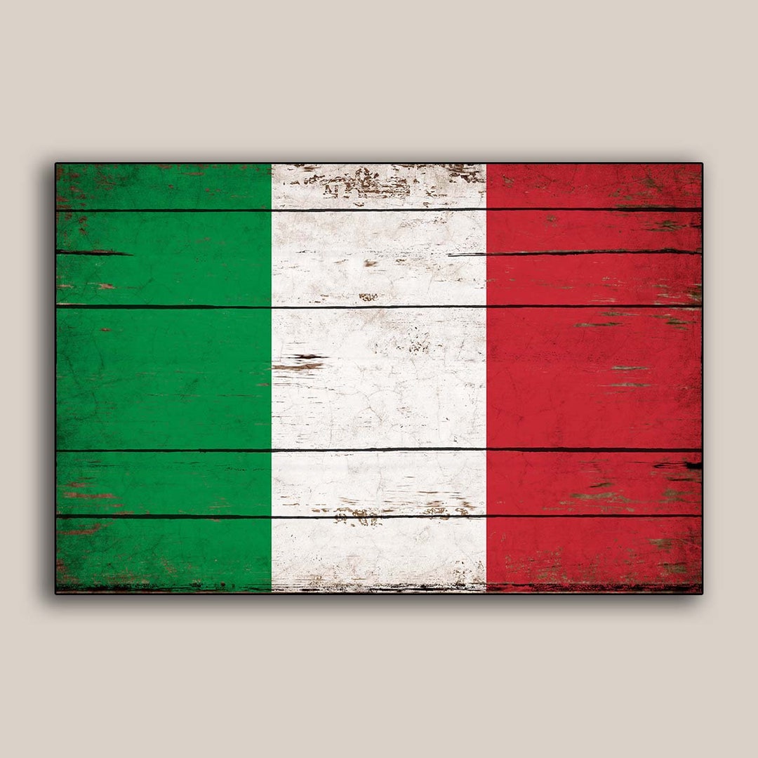 Italian Flag Printed Canvas on Wood Flags Italy Rustic Flags Wooden ...