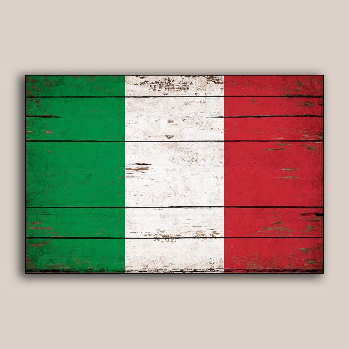 Italian Flag Printed Canvas on Wood Flags Italy Rustic Flags Wooden ...
