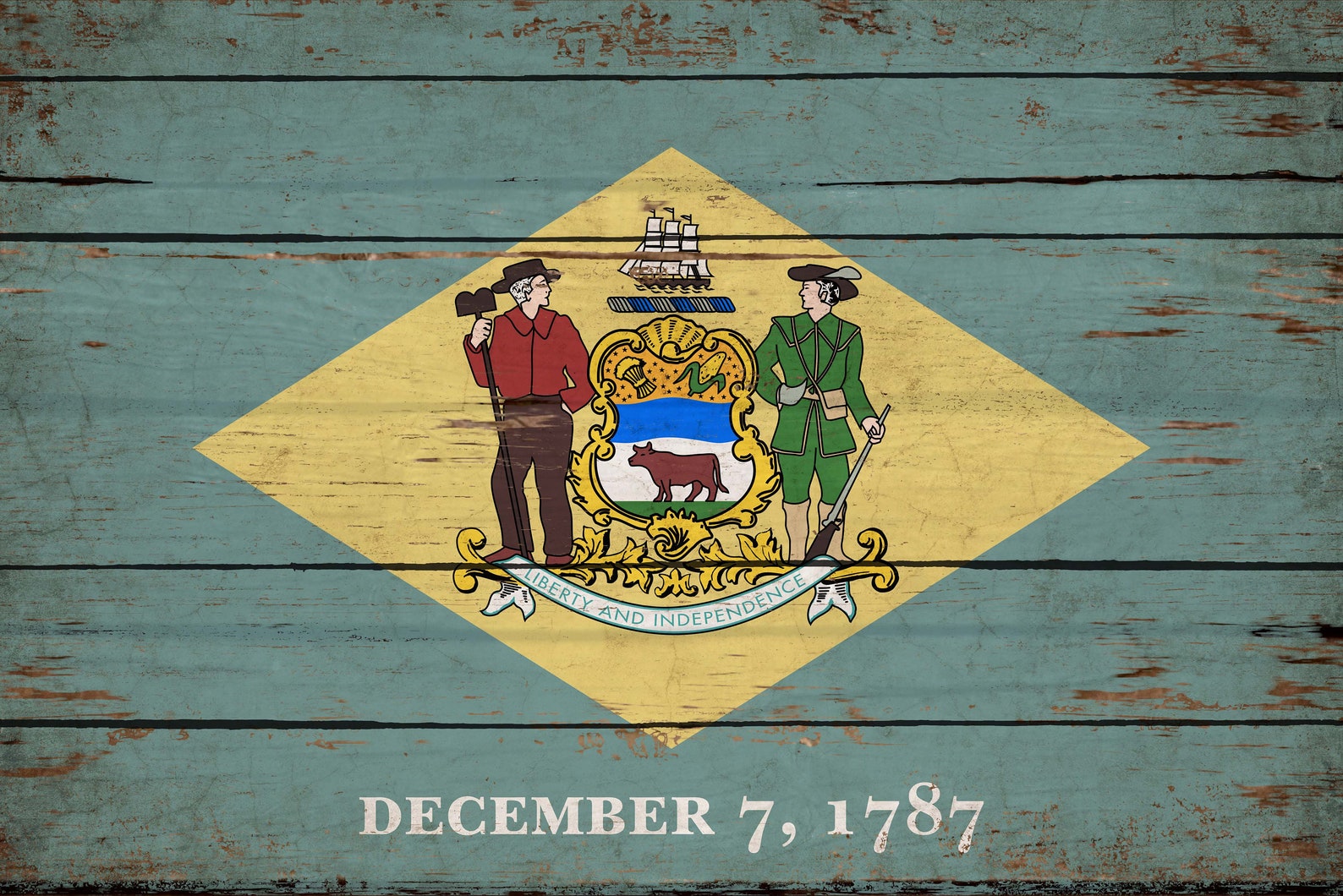 Delaware Wood Flag Flags Rustic Flags Wooden Handmade Sign - Etsy