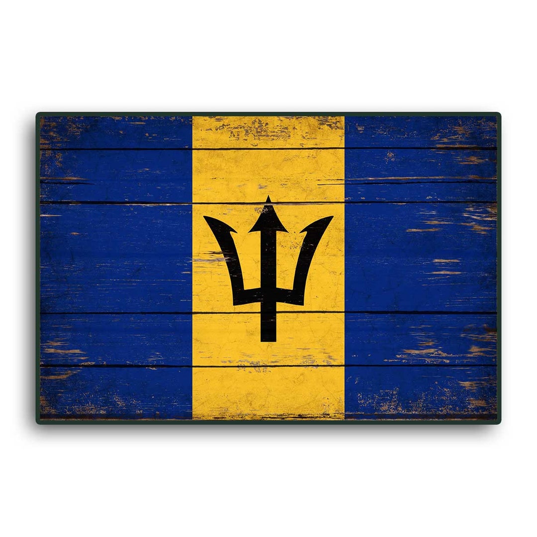 Barbados Flag Wood Caribbean Flags Rustic Flags Wooden Handmade Sign ...