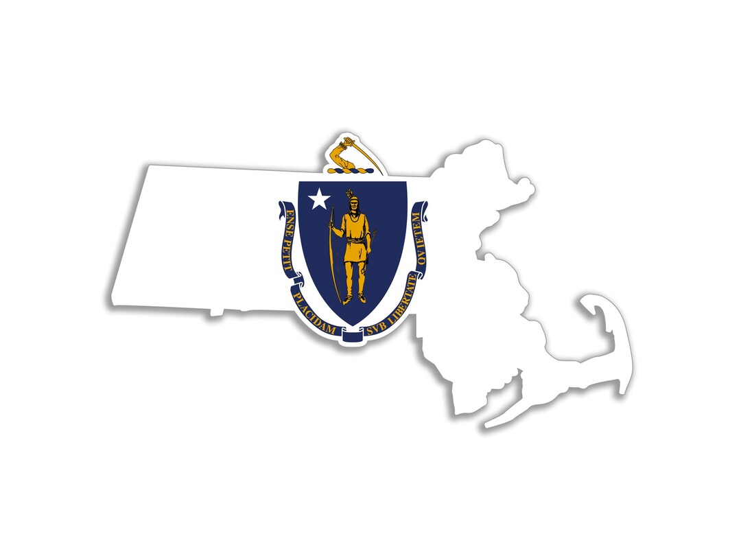 Massachusetts Sticker State Flag Shape Art Printed Vinyl Decal Decals ...