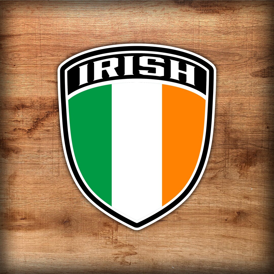 Irish Flag Shield Sticker Art Printed Vinyl Decal Decals Ireland Badge ...