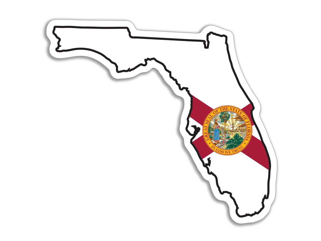 Florida Sticker Flag Shape Word Art Printed Vinyl Decal Decals Stickers ...
