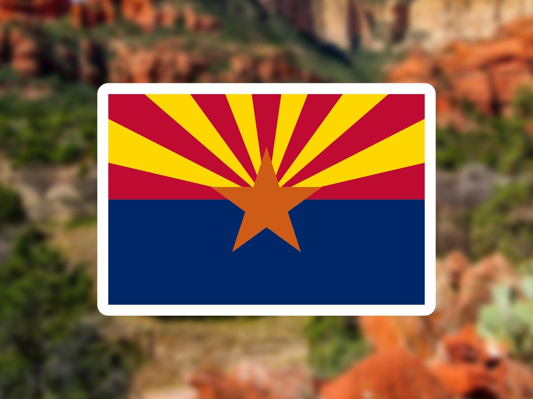 Arizona Flag Sticker Flags Word Art Printed Vinyl Decal Decals Stickers ...