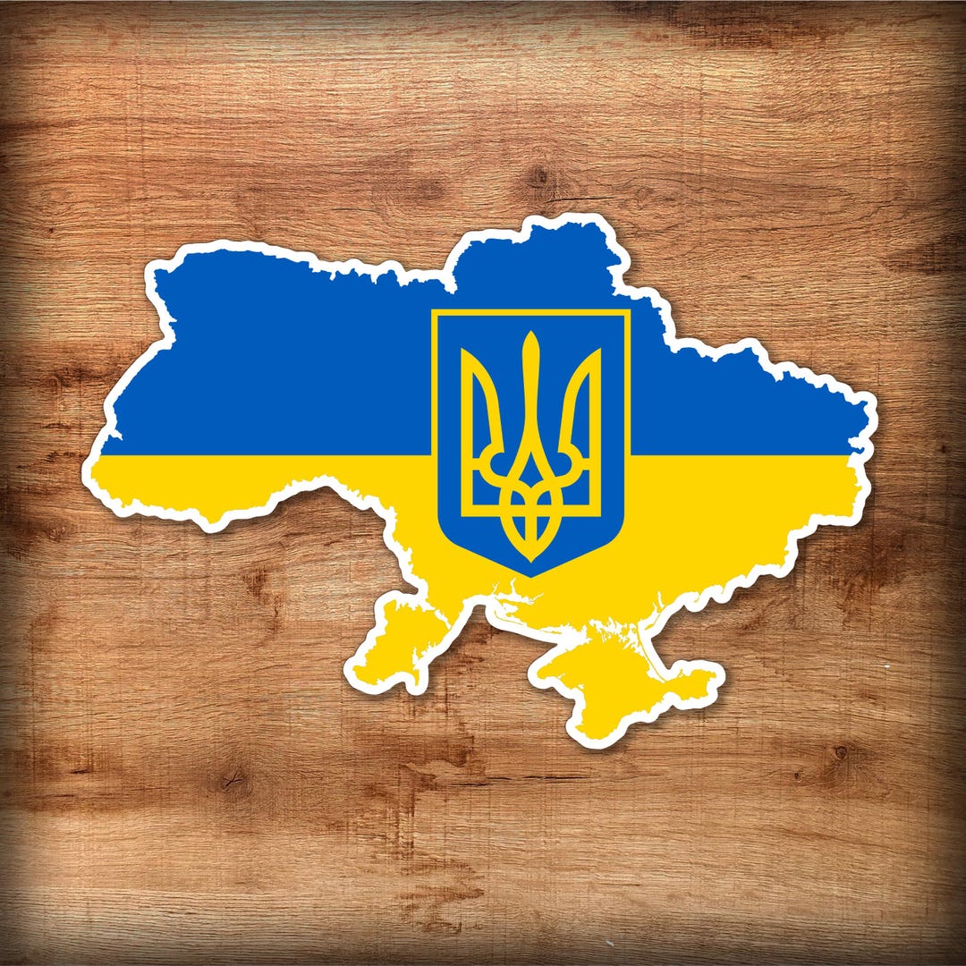 Ukraine Coat or Arms Flag Sticker Flags Word Art Printed Vinyl Decal ...