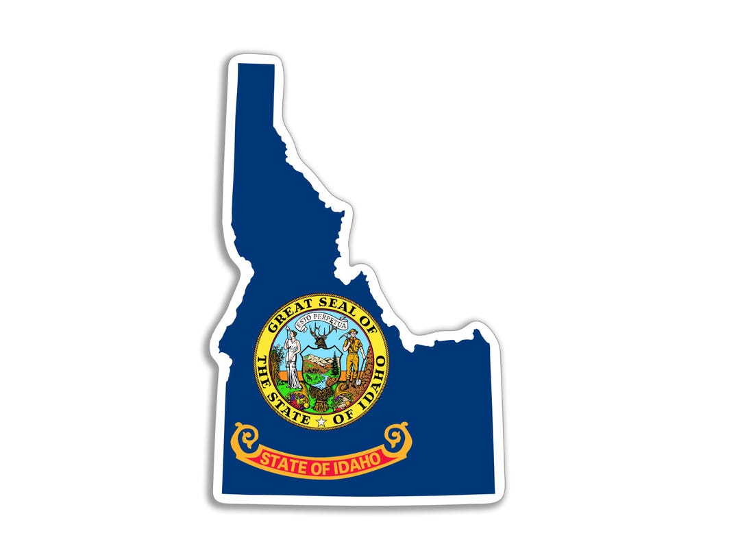 Idaho Flag Sticker State Shape Flags Word Art Printed Vinyl Decal ...