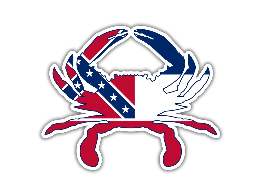 Mississippi Old Flag Sticker Blue Crab State Flag Shape Art Printed ...